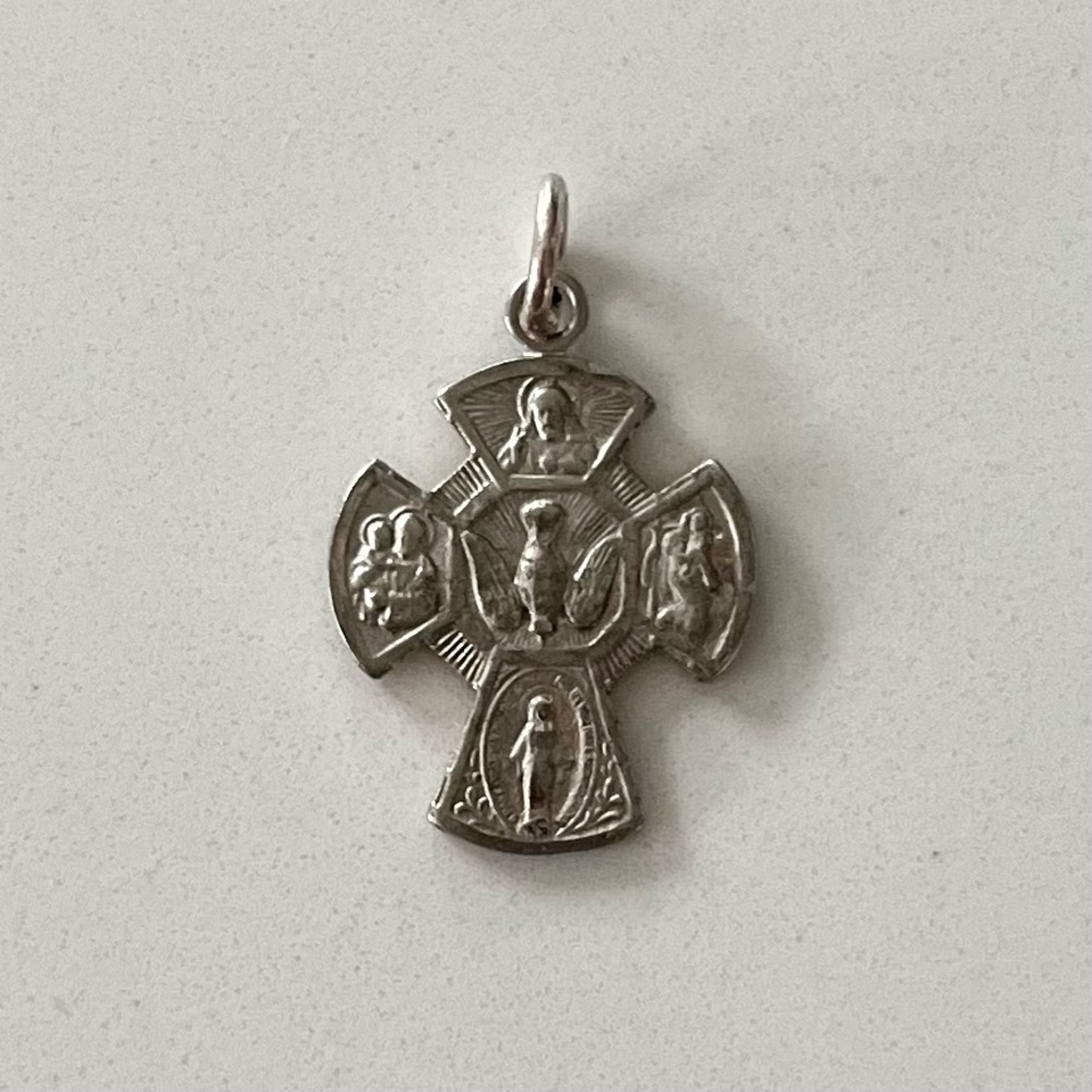 Vintage Catholic Scapular Sterling Silver Father Son … - Gem